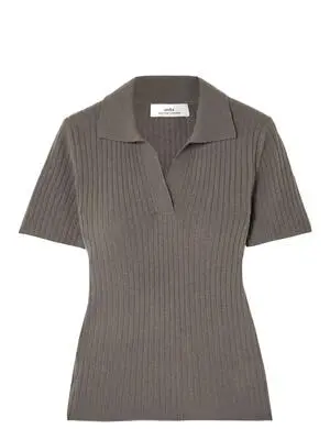 Arch4 Ribbed Knit V-neck Sweater - Gray