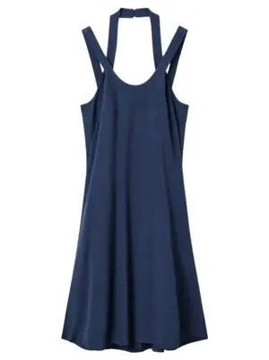 Emporio Armani Halterneck Midi Dress With Jacquard Detail - Blue