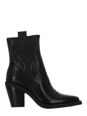 Ash Square Toe Ankle Boots With Block Heel - Black