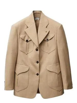 Versace Single-breasted Blazer With Medusa Hardware - Beige