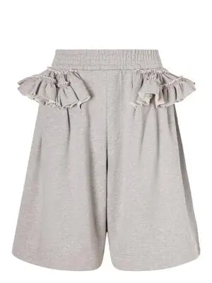 Dries Van Noten Ruffled Cotton Knit Shorts - Grey