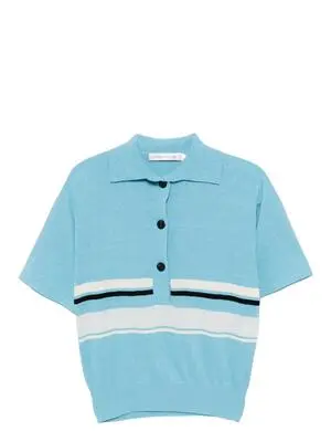 Christopher Esber Striped Knitted Polo Shirt - Blue