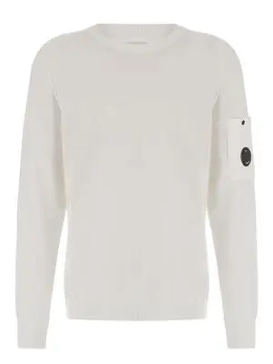 C.P. COMPANY Knitted Sweater With Sleeve Pocket - White