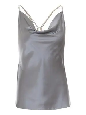Patrizia Pepe Sleeveless Draped Strap Top - Gray