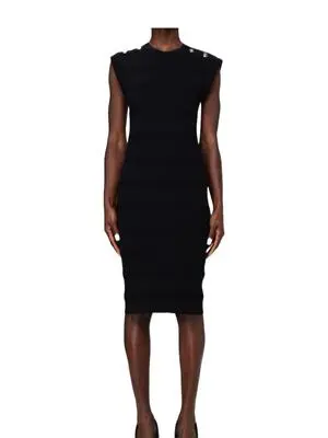 Liu Jo Button-shoulder Knitted Midi Dress - Black