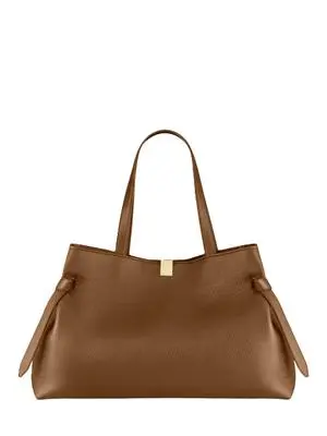 Yuzefi Double-handled Textured Leather Bag - Brown
