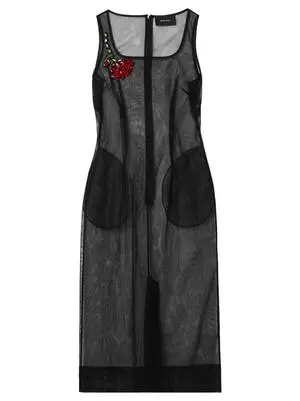Simone Rocha Crystal Embellished Mesh Midi Dress - Black