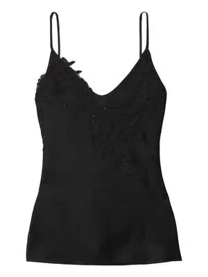 Victoria Beckham Lace-trimmed Satin-crepe Camisole - Black