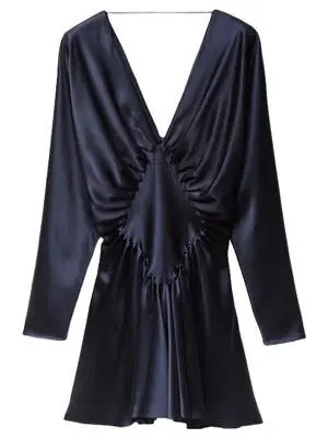 Versace Draped V-neck Mini Dress - Navy