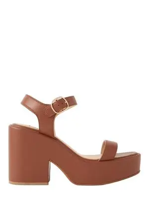 Gabriela Hearst Leather Platform Sandals With Ankle Strap - Brown
