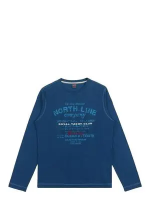 PAUL  SHARK Logo Printed Long-sleeved T-shirt - Blue
