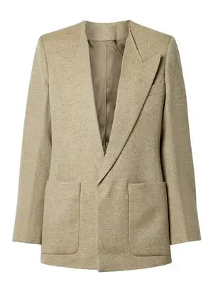 Victoria Beckham Wool-blend Twill Blazer With Unfinished Lapels - Nude