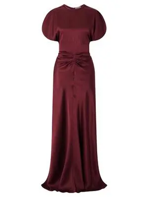 Victoria Beckham Ruched Satin Gown - Brown