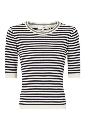 FRAME Striped Cotton-blend T-shirt - Black