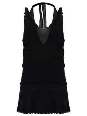 KNWLS Sleeveless Tiered Mini Dress With Ruffled Trim - Black