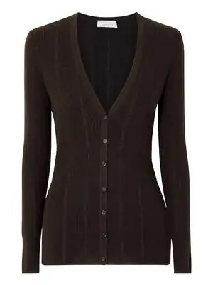 Gabriela Hearst Lillian Pointelle-knit Wool Cardigan - Black