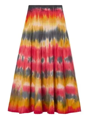 Gabriela Hearst Ella Pleated Tie-dye Cashmere Midi Skirt - Red