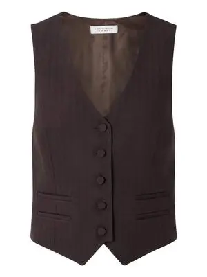 Gabriela Hearst Wool-blend Gilet With Herringbone Pattern - Black