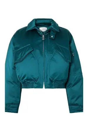 Victoria Beckham Victoria Beckham Padded Cotton-Blend Sateen Bomber Jacket Green