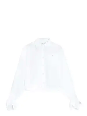 Celine Cropped Cotton Poplin Shirt With Embroidered Cuffs - Optical White