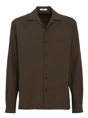 THE ROW Kanta Fluid Soft Wool Shirt  Green