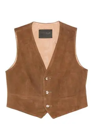 DONDUP Suede V-neck Waistcoat - Brown
