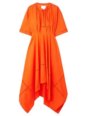 ROKSANDA Asymmetric Organic Cotton-poplin Midi Dress - Orange