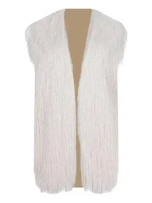 ALYSI Fringed Open-front Jacket - Meringa
