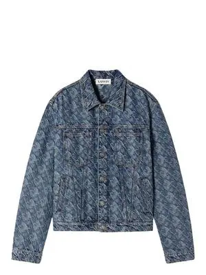 LANVIN Patterned Logo Patch Denim Jacket - Blue