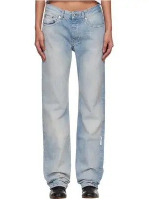 Off-White Straight Leg Jeans - Bleaching