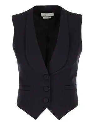 Alexander McQueen Buttoned Vest - Navy Blue