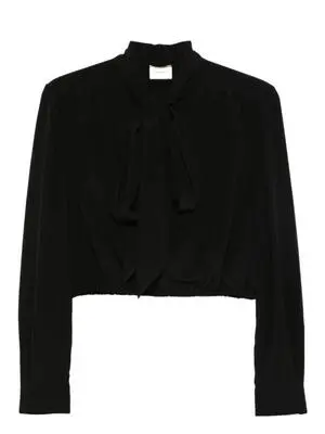 Saint Laurent Tie Neck Long Sleeve Blouse - Black