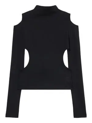 Off-White Sleek Meteor Cut-out Long Sleeve Top - Black