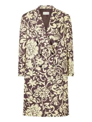 Dries Van Noten Rosea Oversized Double-breasted Jacquard Coat - Nude