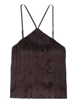 Staud Akari Pleated Top - Brown