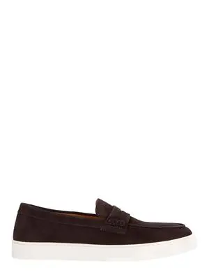 DOUCAL'S Suede Penny Loafers - Black