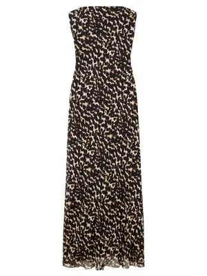 Staud Cassie Strapless Printed Maxi Dress - Black