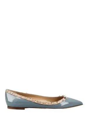 Valentino Garavani Rockstud Pointed Toe Ballet Flats - Gray
