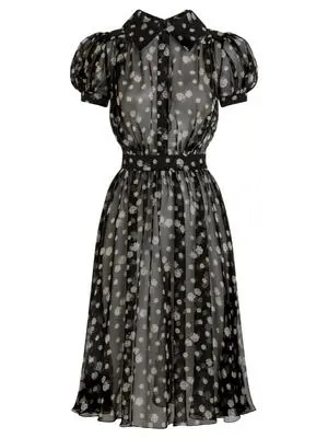 Dolce & Gabbana Floral Print Chiffon Dress - Black