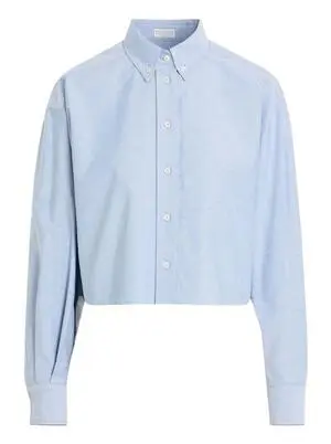 Brunello Cucinelli Cotton Cropped Shirt - Blue