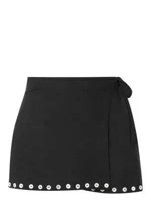 Staud Zandra Button-detailed Mini Wrap Dress - Black
