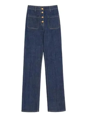 Valentino Garavani Button-detailed Denim Trousers - Blue