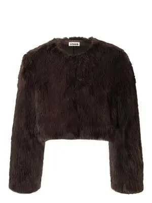 Staud Casmira Cropped Faux Fur Jacket - Brown
