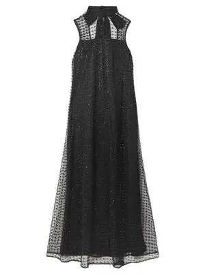 Staud Albee Beaded Tulle Maxi Dress - Black