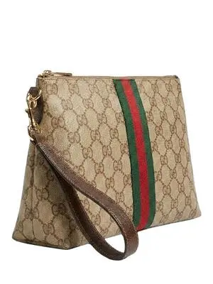 Gucci Small Gg Pouch With Web Detail - Nude