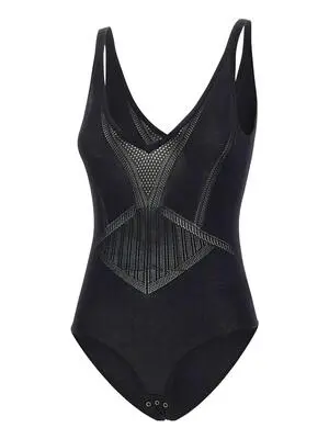 Elisabetta Franchi Openwork Knit Bodysuit - Black