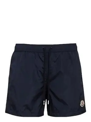 Moncler Logo Patch Nylon Swim Shorts - Black