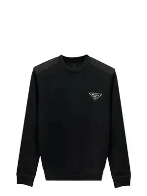 Prada Long Sleeve Crewneck Sweatshirt With Logo Detail - Black
