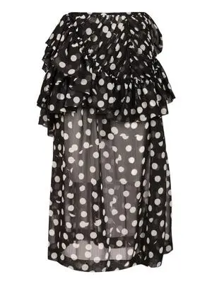 Dries Van Noten Polka-dot Ruffled Midi Skirt - Black