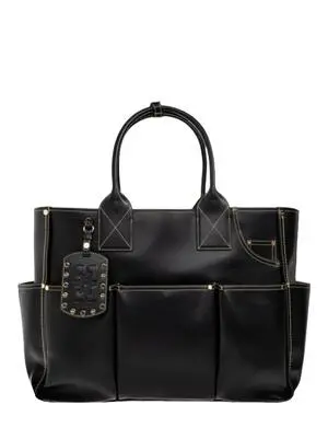GANNI Logo-tag Multi-pocket Tote Bag - Black